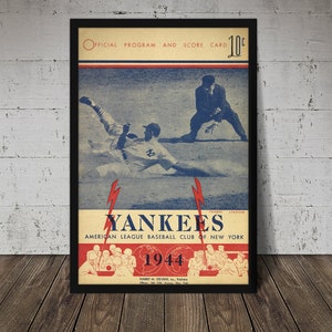 1944 NEW YORK YANKEES Print Vintage Baseball Poster, Retro Baseball ...