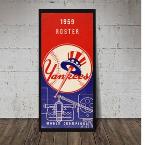 1959 NEW YORK YANKEES Print Vintage Baseball Poster, Retro Baseball ...