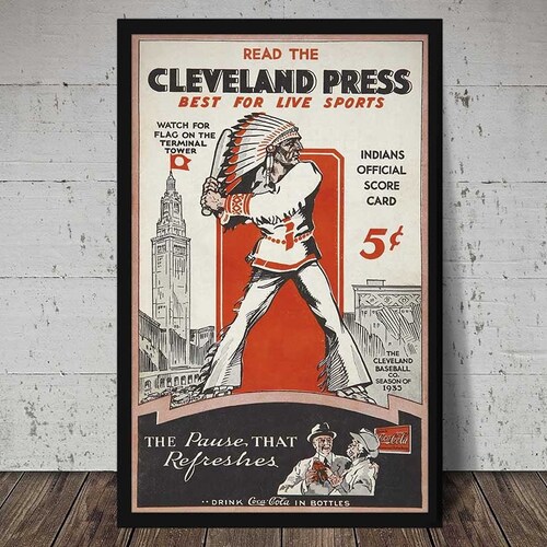 1935 CLEVELAND INDIANS Print Vintage Baseball Poster Retro | Etsy