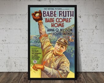 BABE RUTH print Vintage Baseball Poster Retro Baseball | Etsy