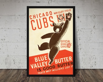 1929 CHICAGO CUBS Print Vintage Baseball Poster. Retro | Etsy