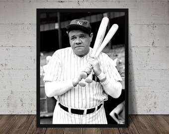 BABE RUTH Print Vintage Baseball Poster Retro Baseball | Etsy