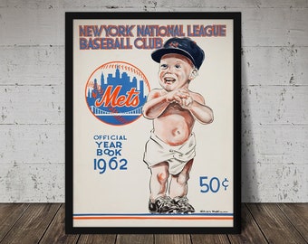 1986 NEW YORK METS Print Vintage Baseball Poster Retro | Etsy