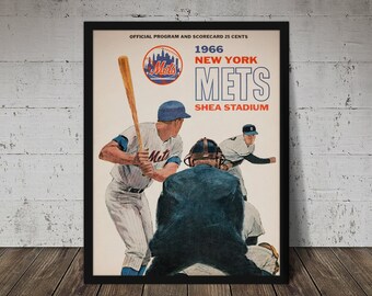 1986 NEW YORK METS Print Vintage Baseball Poster Retro | Etsy