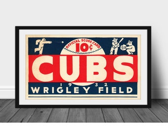 1933 CHICAGO CUBS Print Vintage Baseball Poster Retro | Etsy