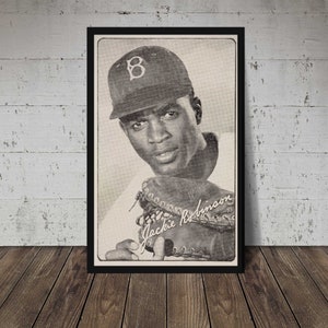 1947 JACKIE ROBINSON Print Vintage Baseball Poster, Retro Baseball ...