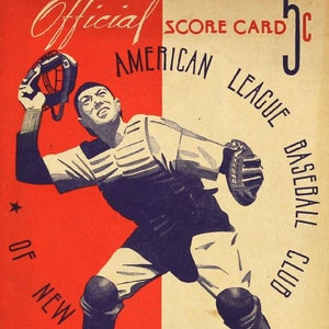 1941 NEW YORK YANKEES Print Vintage Baseball Poster, Retro Baseball ...