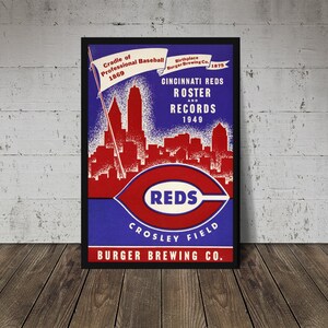 1949 CINCINNATI REDS Print Vintage Baseball Poster. Retro Baseball ...
