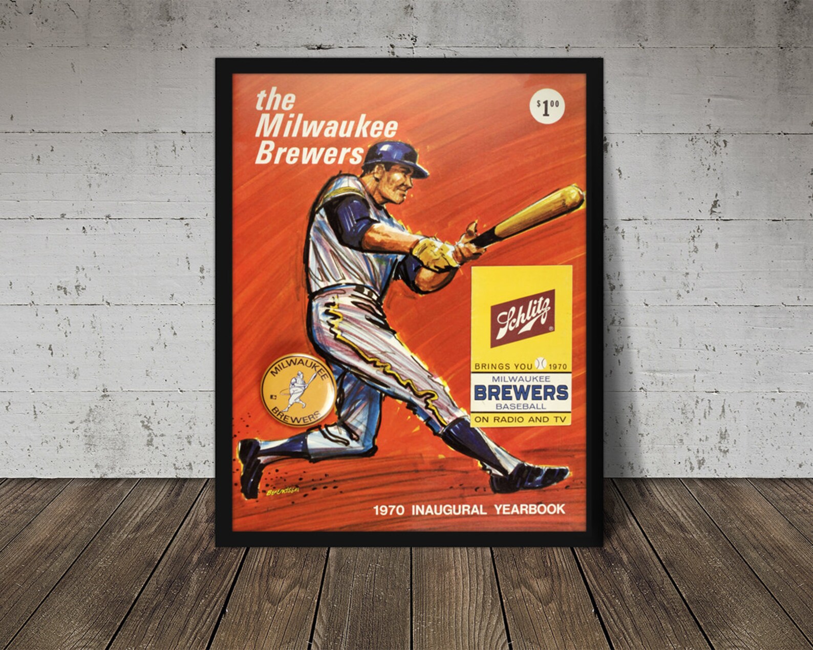 1970 MILWAUKEE BREWERS Print Vintage Baseball Poster Retro - Etsy