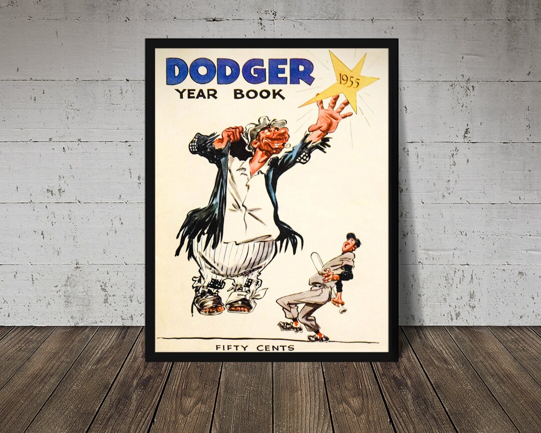 1955 BROOKLYN DODGERS Print Vintage Baseball Poster. Retro Baseball ...