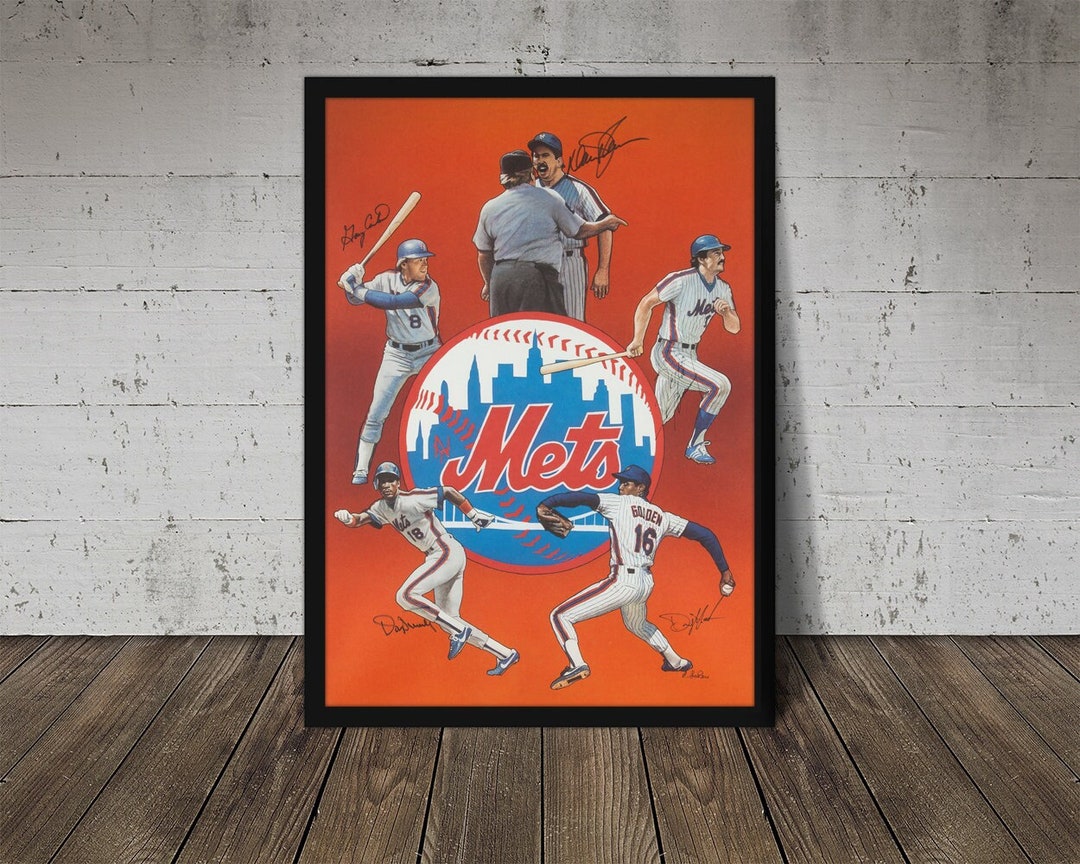1980's NEW YORK METS Print Vintage Baseball Poster, Retro Baseball ...