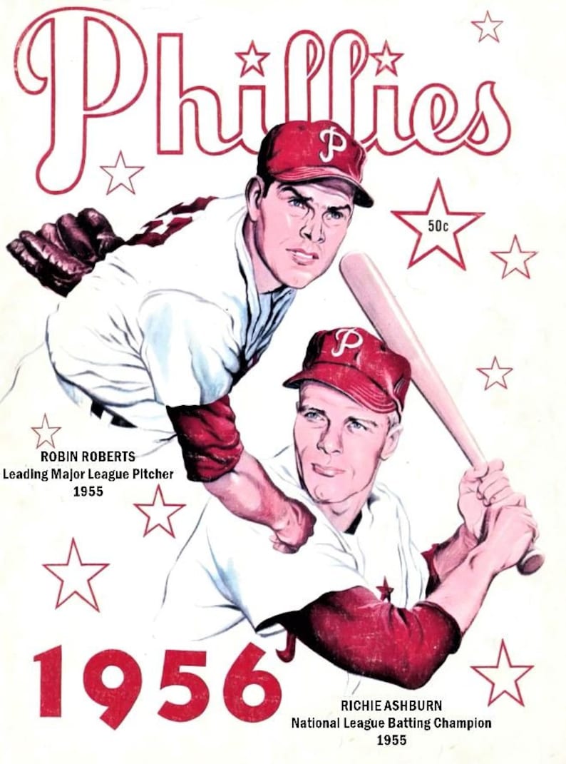 1956 PHILADELPHIA PHILLIES Print Vintage Baseball Poster - Etsy