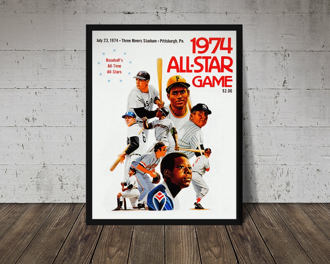 1974 ALL-STAR GAME Print Vintage Baseball Poster, Retro Baseball Poster ...
