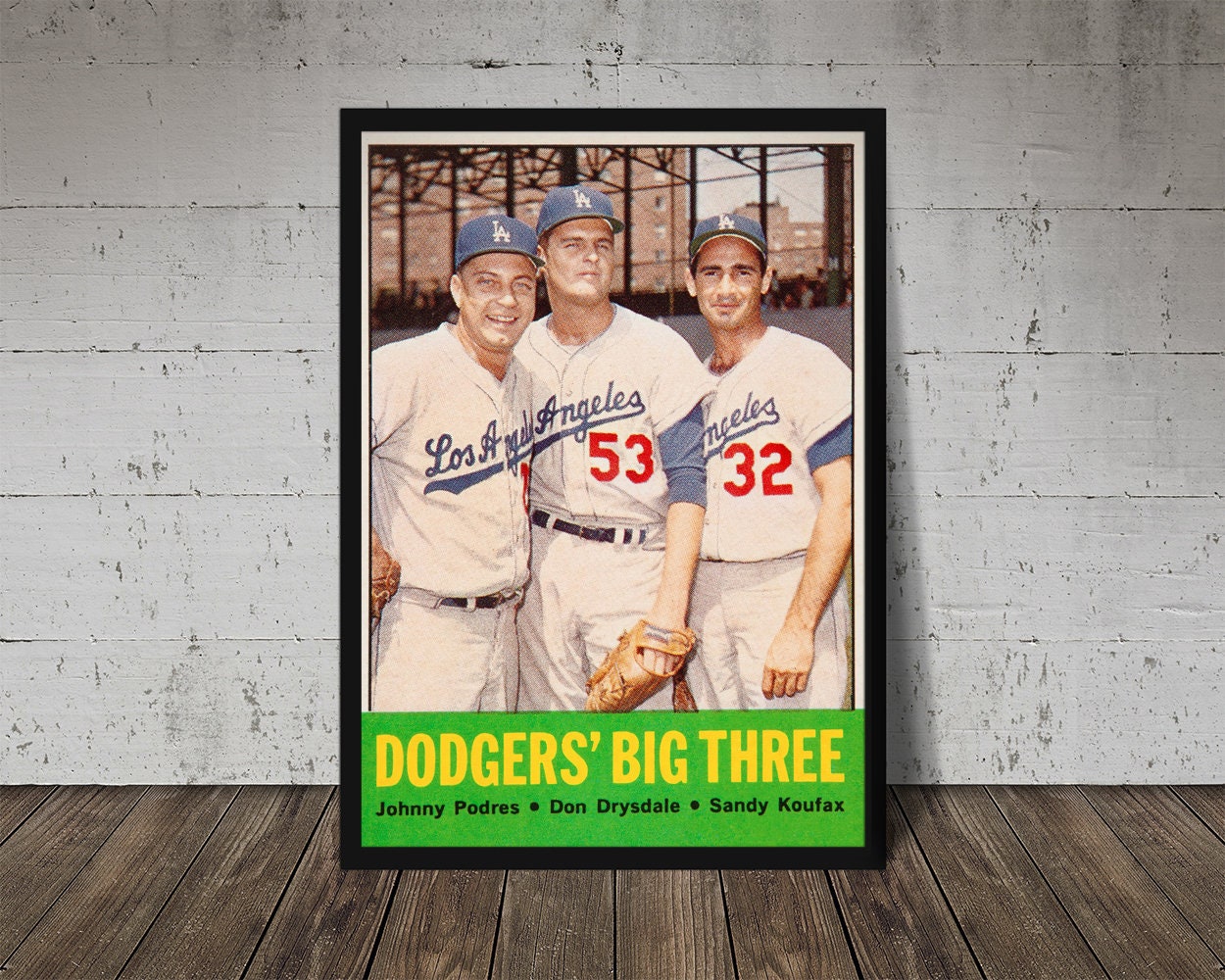 1963 DODGER'S BIG THREE Topps 412 Card print featuring | Etsy