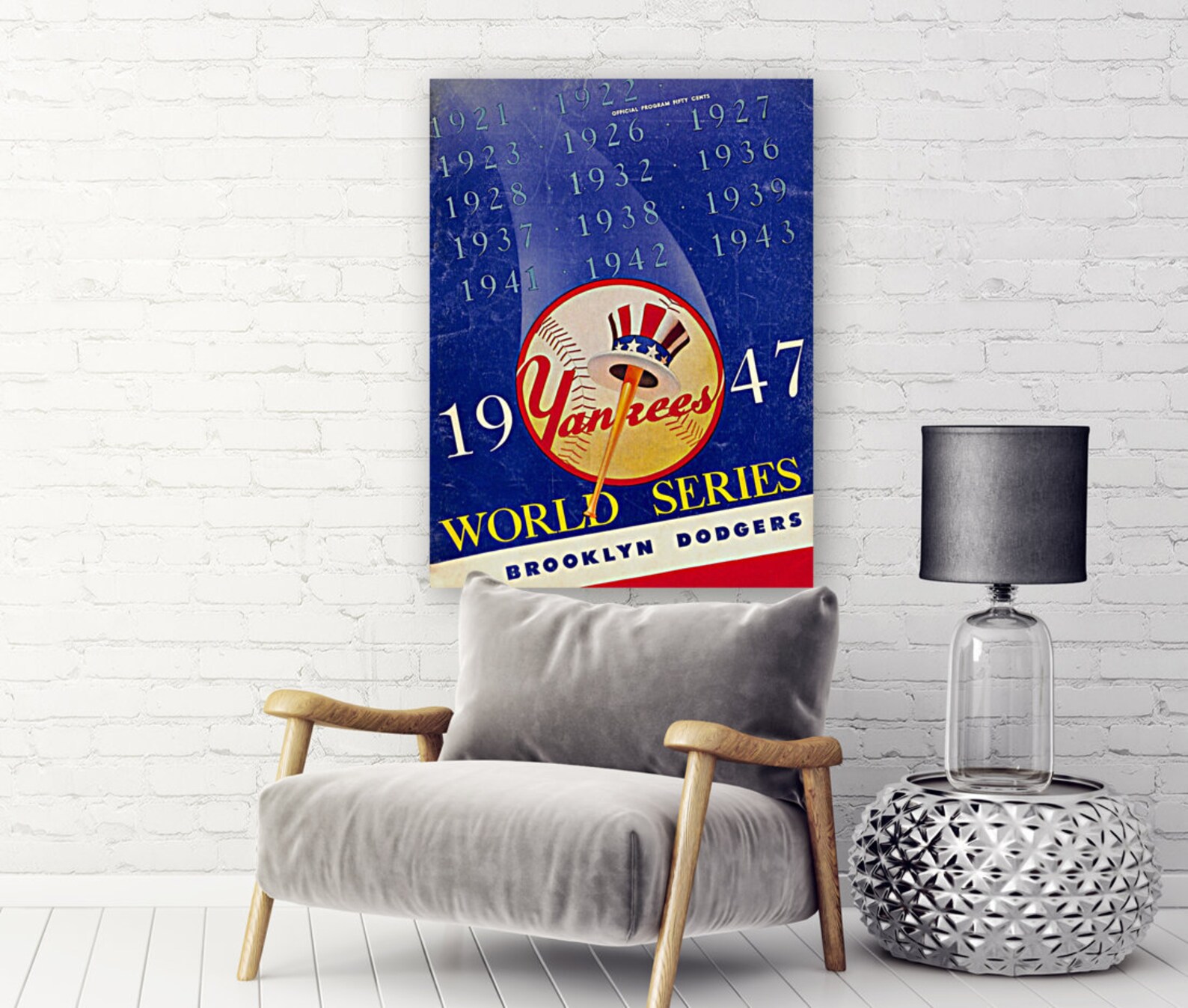 1947 NEW YORK YANKEES Print Vs. Brooklyn Dodgers Vintage Baseball ...