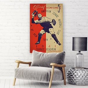1941 NEW YORK YANKEES Print Vintage Baseball Poster, Retro Baseball ...