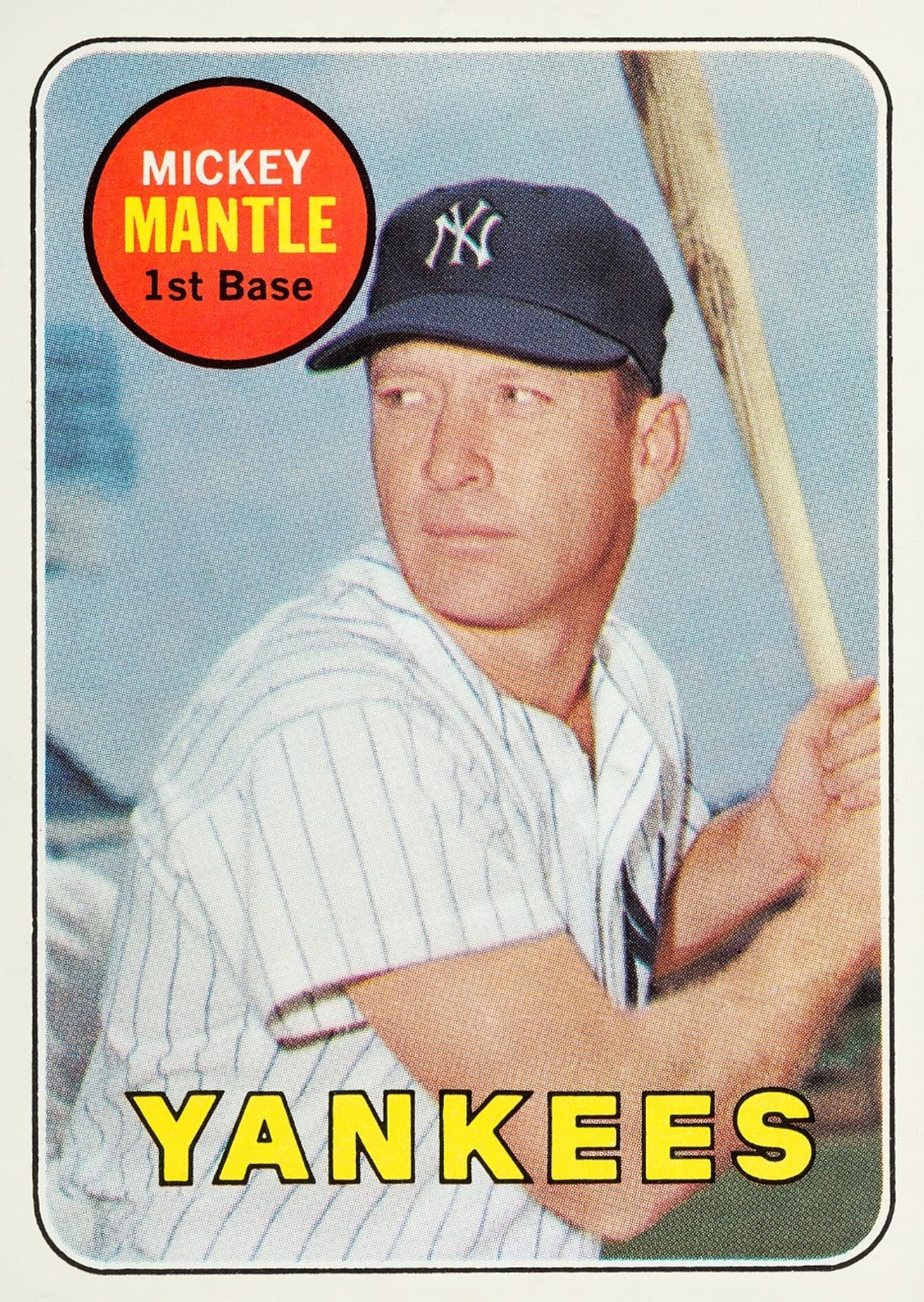 1969 MICKEY MANTLE Topps 500 print Vintage Baseball | Etsy