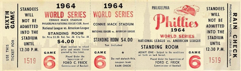 WRAPPED CANVAS 1964 Philadelphia PHILLIES Print / Game - Etsy