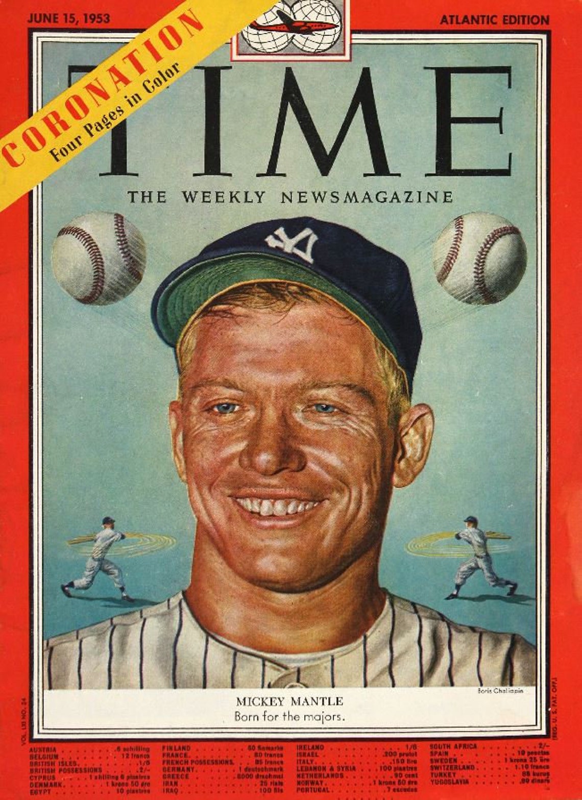 1953 MICKEY MANTLE Time Magazine Print Vintage Baseball - Etsy