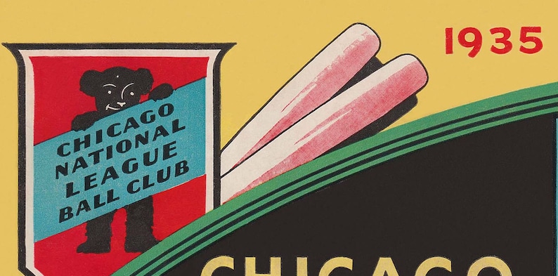 1935 CHICAGO CUBS Print Vintage Baseball Poster Retro - Etsy