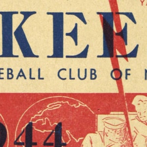 1944 NEW YORK YANKEES Print Vintage Baseball Poster, Retro Baseball ...