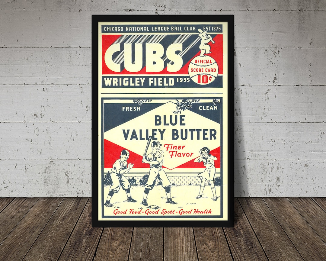 1935 CHICAGO CUBS Print Vintage Baseball Poster, Retro Baseball Poster ...