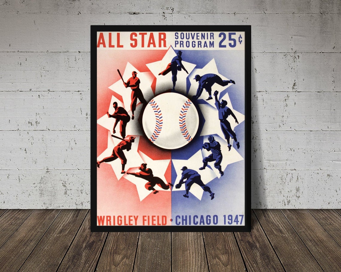 1947 ALL-STAR GAME Print Vintage Baseball Poster. Retro - Etsy