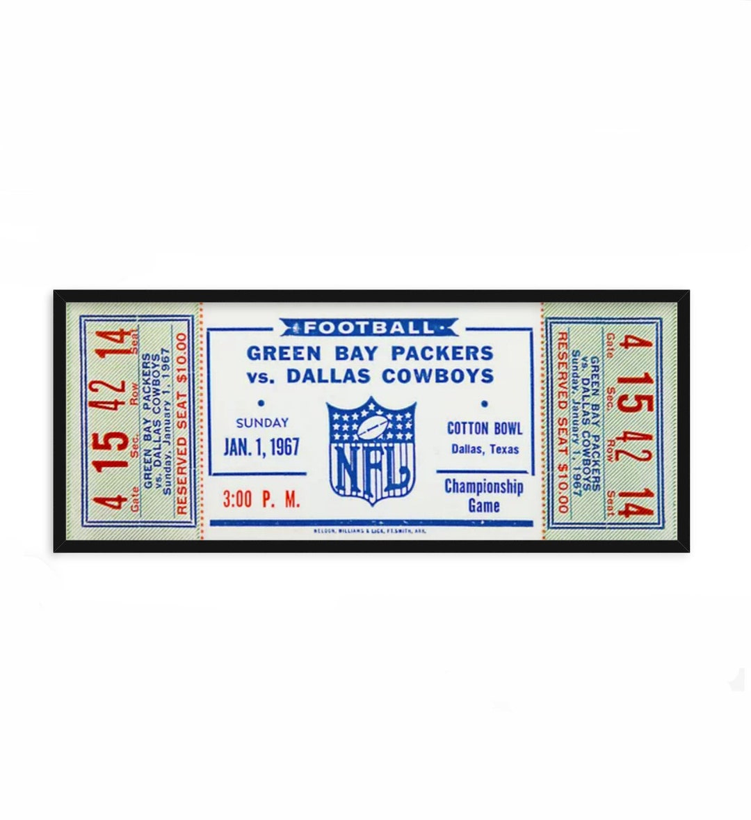 1967 GREEN BAY PACKERS Game Ticket Print Vintage Football Poster, Retro ...