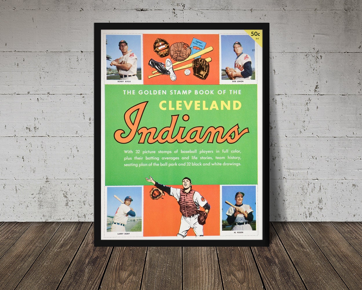 1955 CLEVELAND INDIANS Print Vintage Baseball Poster Retro | Etsy