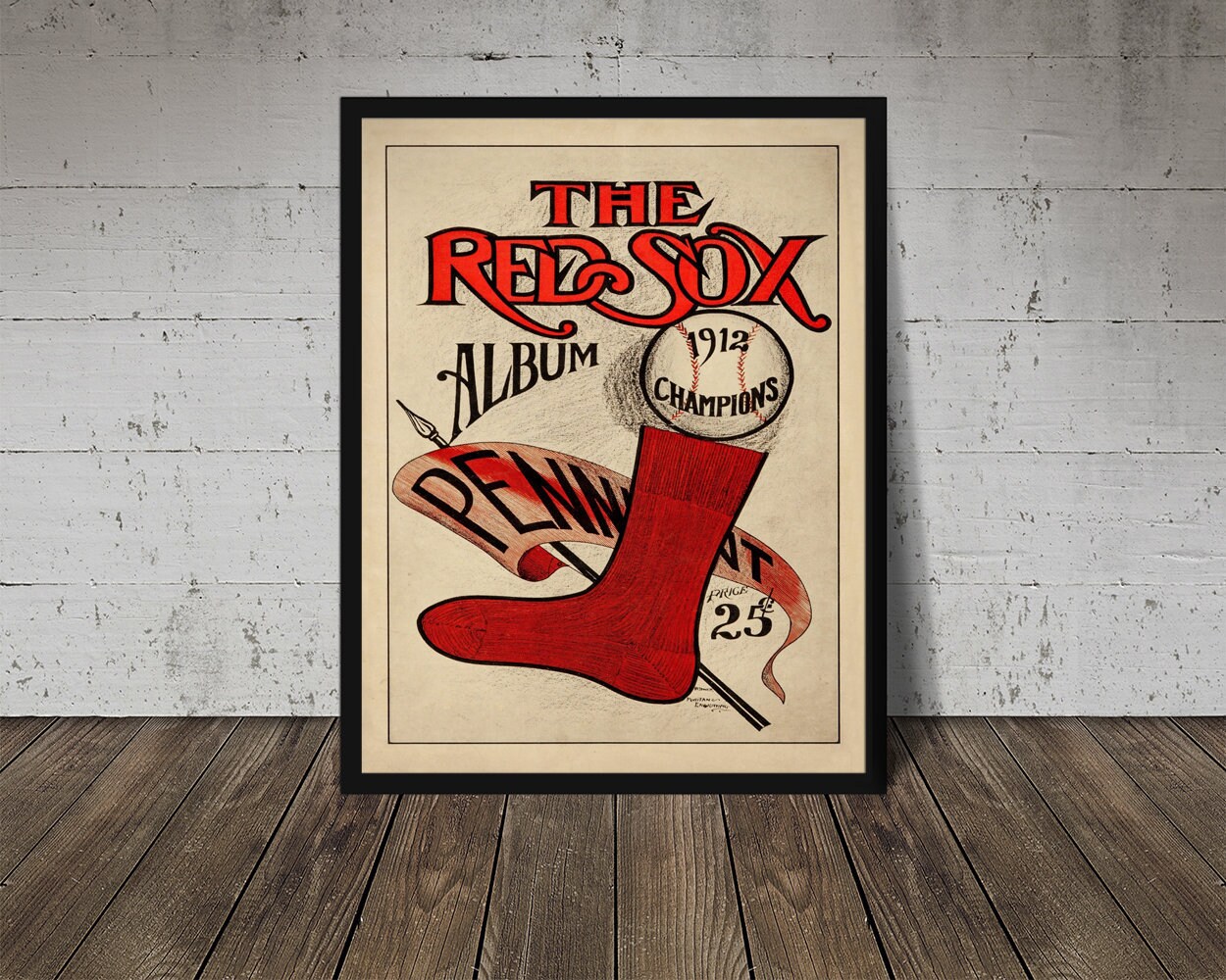 1912 BOSTON RED SOX print Vintage Baseball Poster Retro | Etsy