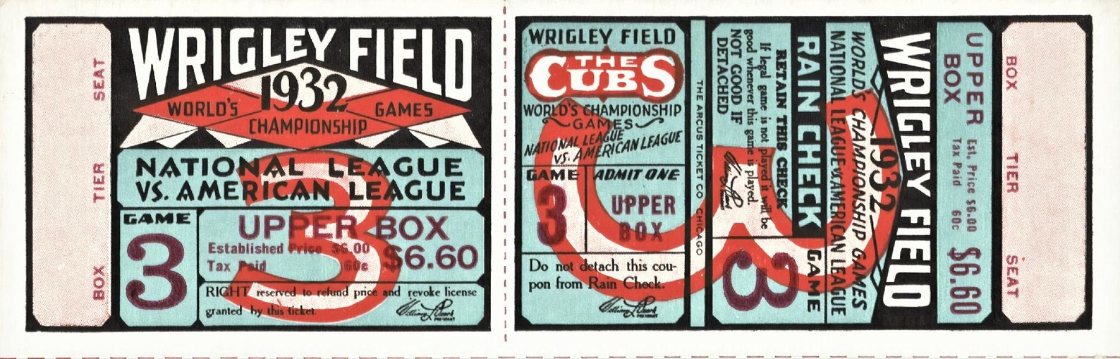WRAPPED CANVAS 1932 Chicago CUBS Print / Baseball Ticket - Etsy