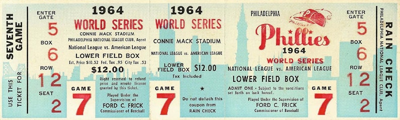 WRAPPED CANVAS 1964 Philadelphia PHILLIES print / game | Etsy