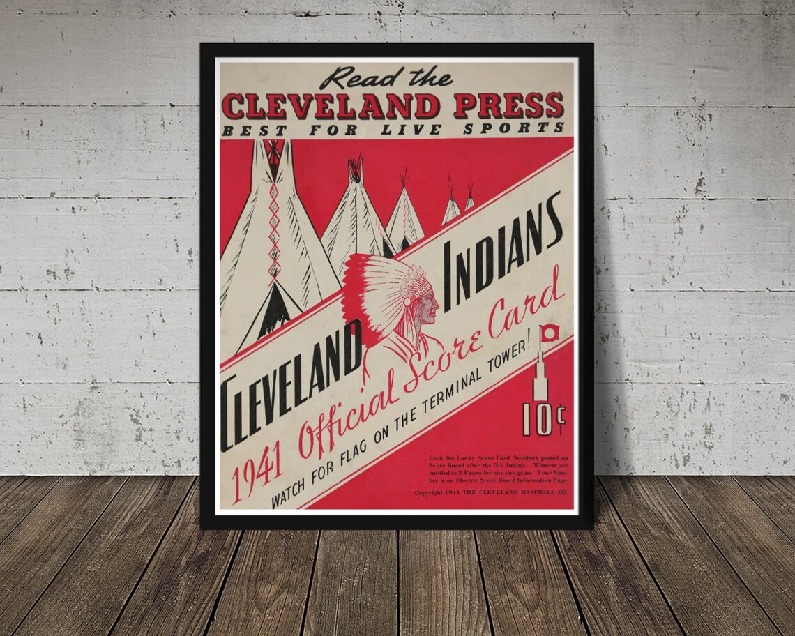 1941 CLEVELAND INDIANS Print Vintage Baseball Poster Retro - Etsy