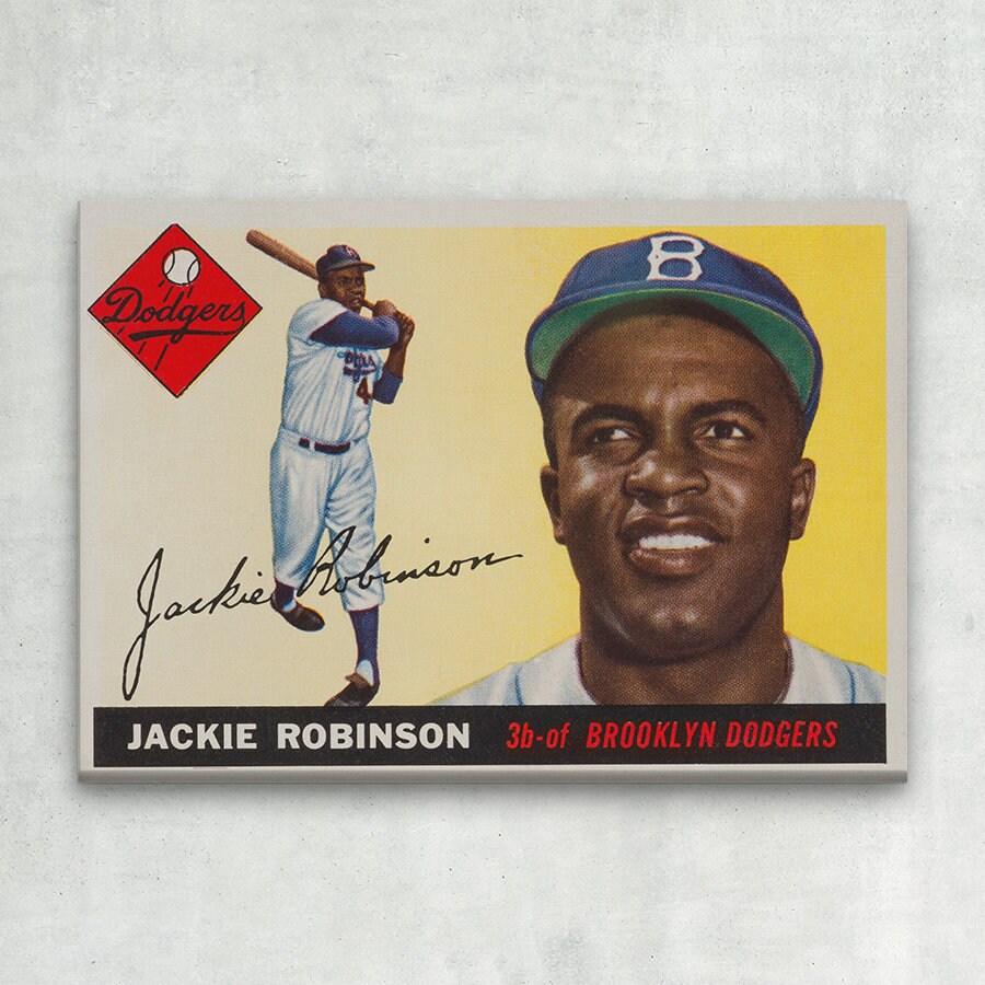 WRAPPED CANVAS 1955 Jackie ROBINSON print Topps 50 | Etsy