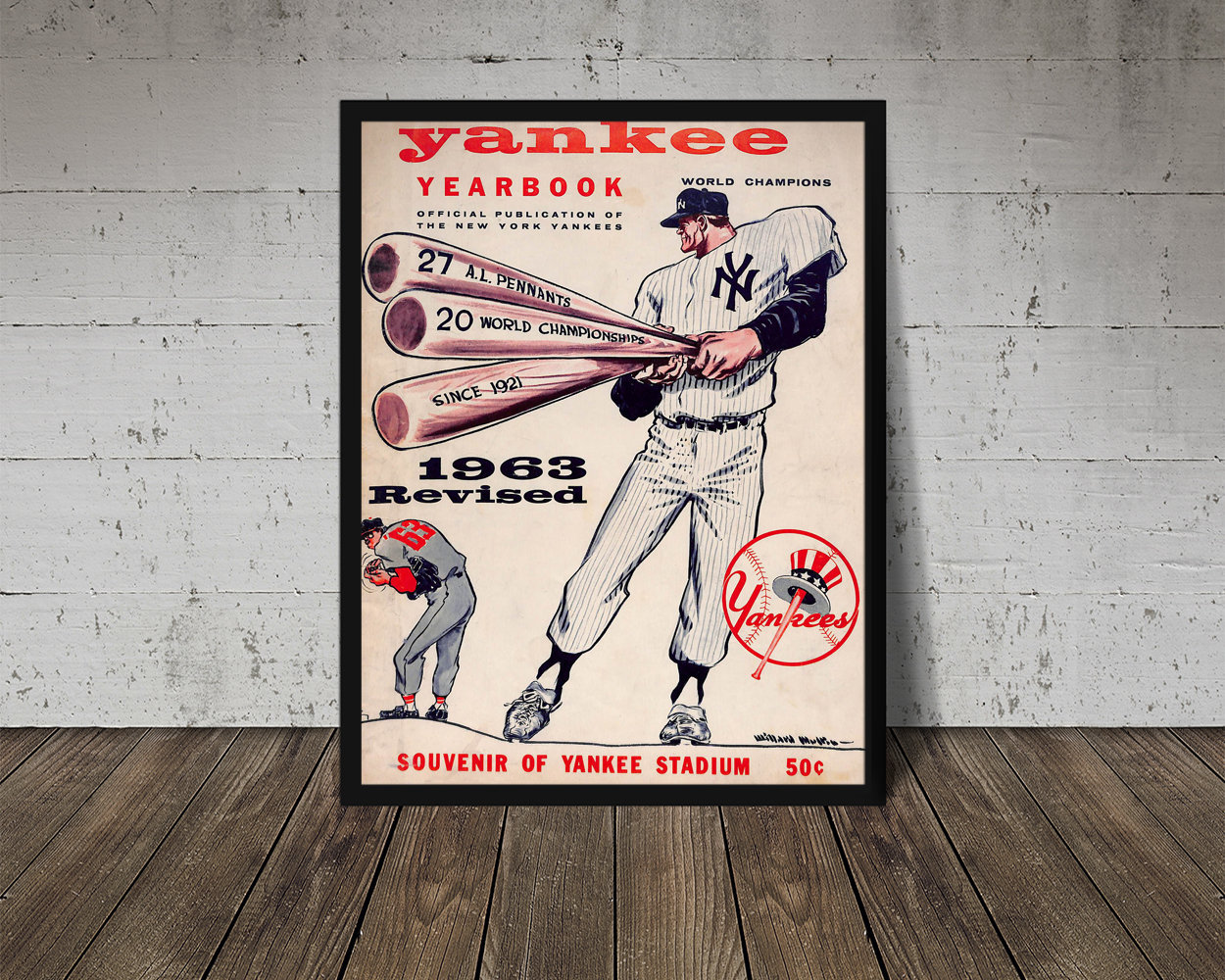 1963 NEW YORK YANKEES print Vintage Baseball Poster Retro | Etsy