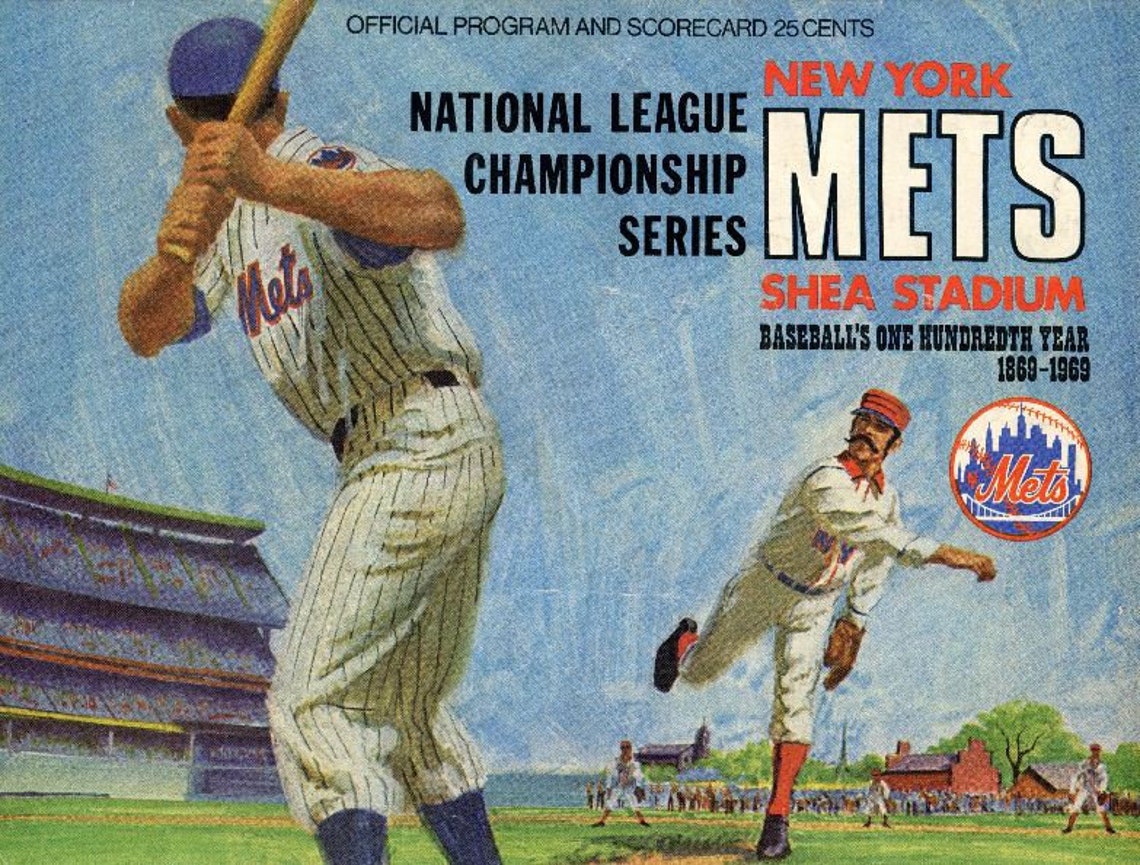 1969 NEW YORK METS print Vintage Baseball Poster Retro | Etsy