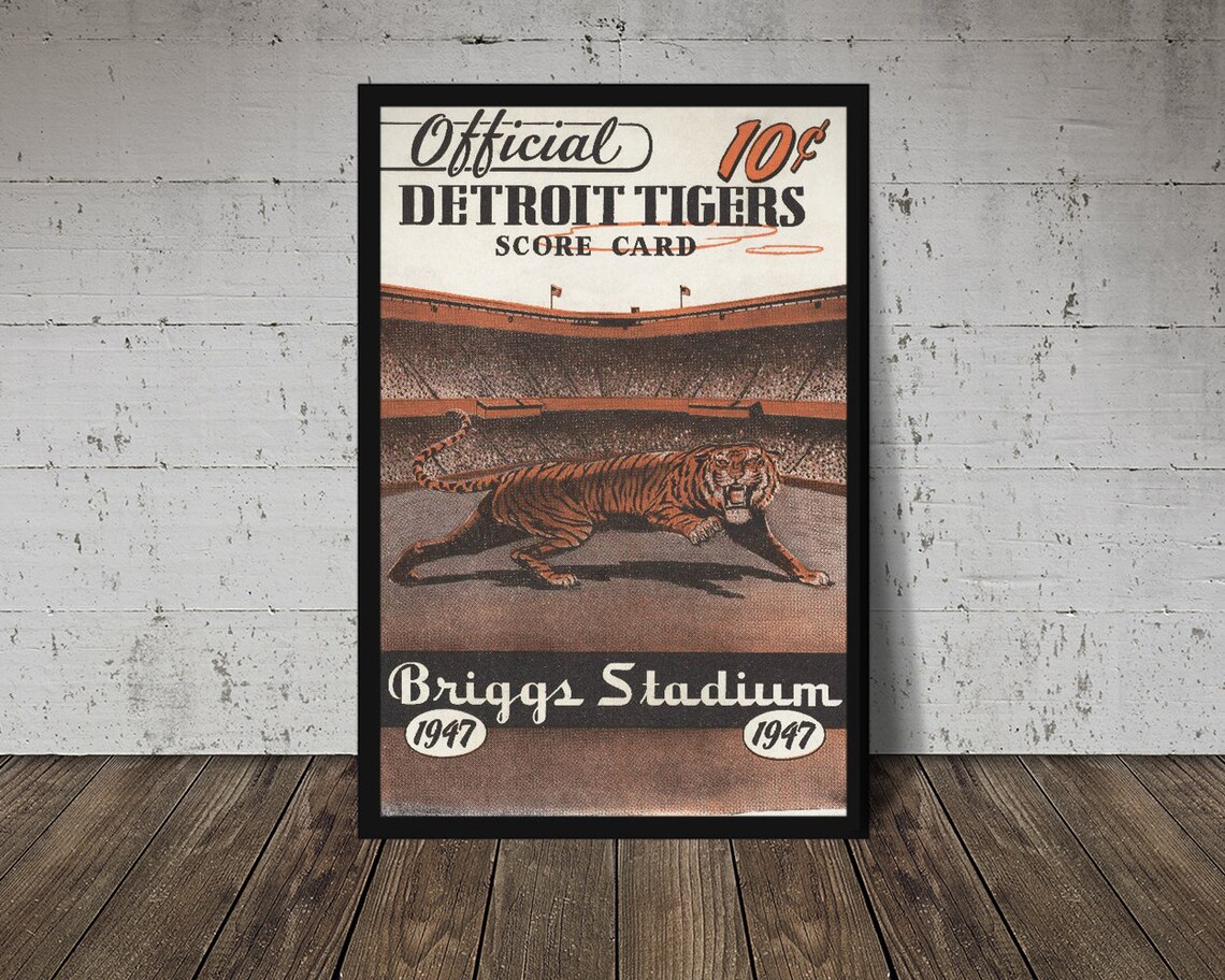 1947 DETROIT TIGERS Print Vintage Baseball Poster Retro - Etsy