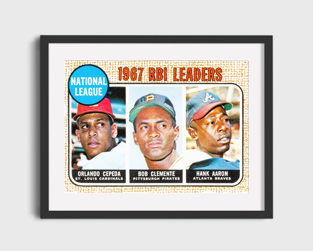 1967 RBI Leaders Topps 3 Baseball Card Print HANK AARON Vintage ...