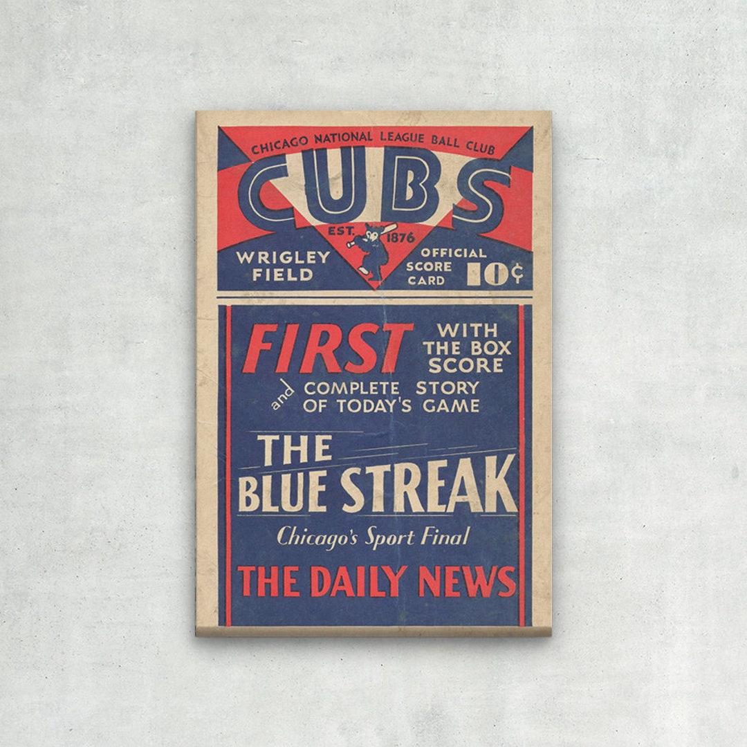 WRAPPED CANVAS 1933 Chicago CUBS Print Vintage Baseball Poster, Retro ...