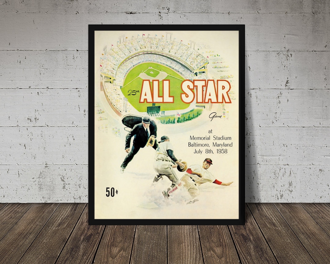 1958 ALL-STAR GAME Print Vintage Baseball Poster Retro - Etsy