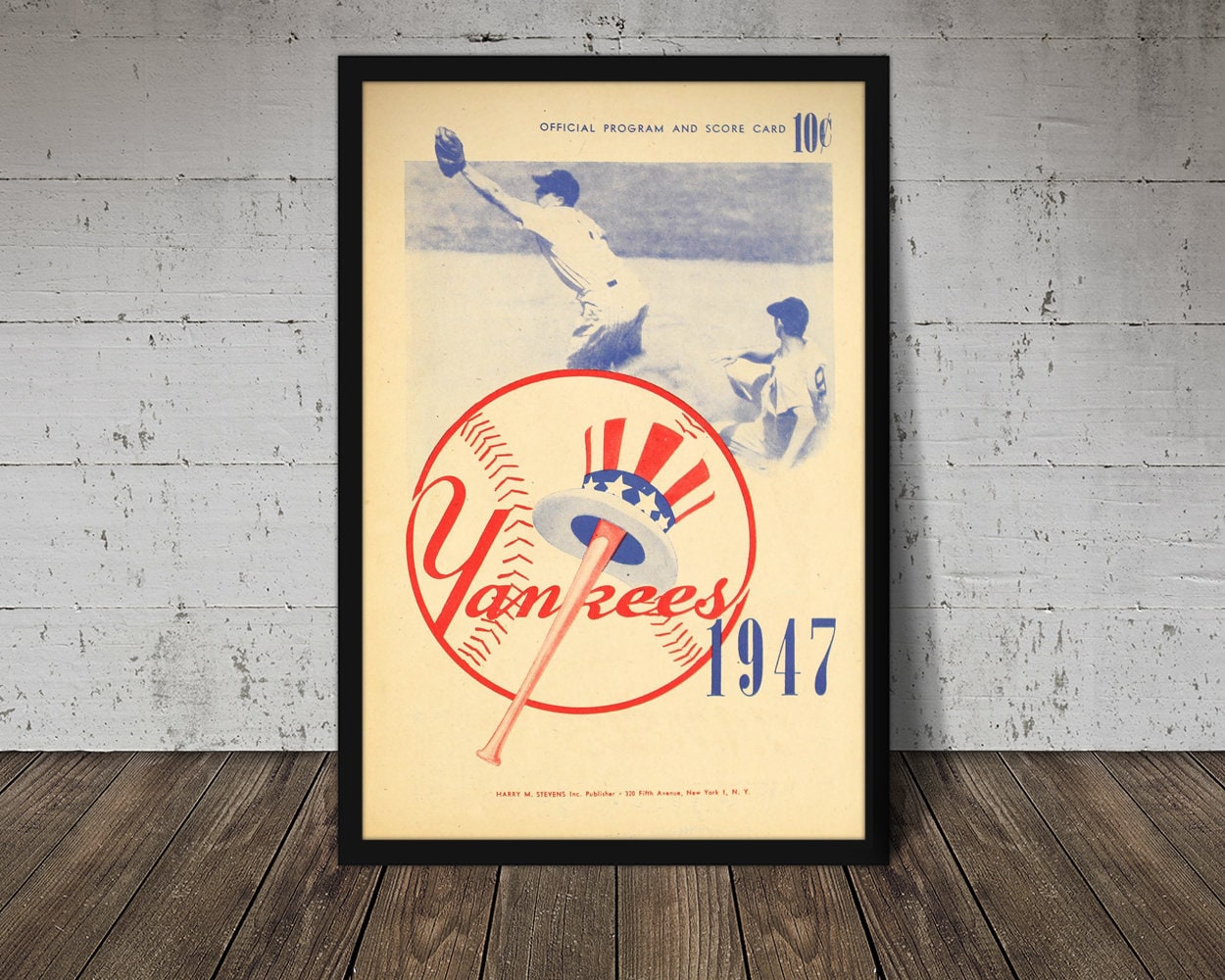 1947 NEW YORK YANKEES print Vintage Baseball Poster Retro | Etsy