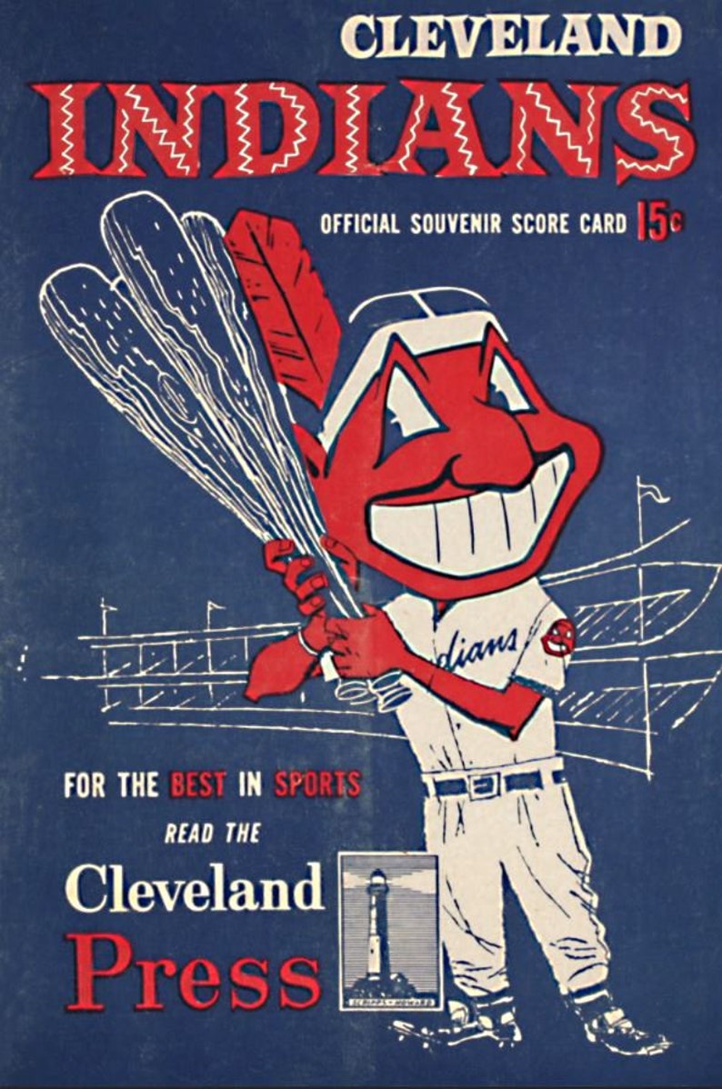 1948 CLEVELAND INDIANS print Vintage Baseball Poster Retro | Etsy