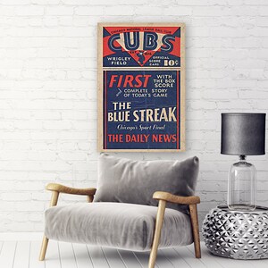 WRAPPED CANVAS 1933 Chicago CUBS Print Vintage Baseball | Etsy