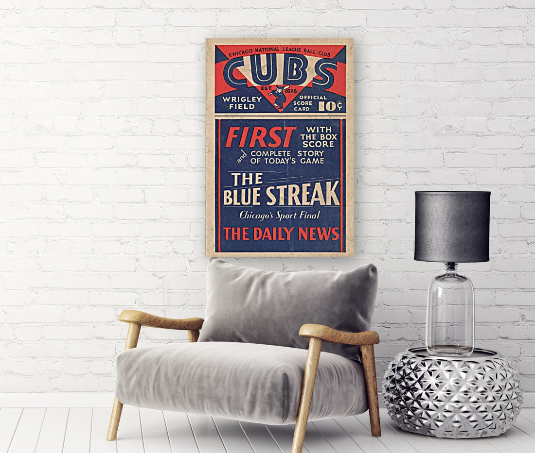 WRAPPED CANVAS 1933 Chicago CUBS print Vintage Baseball | Etsy