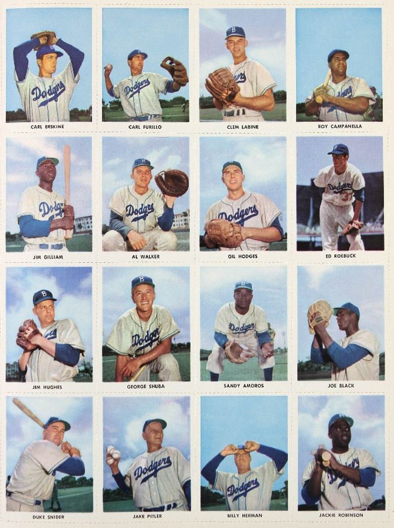 1955 BROOKLYN DODGERS Print Vintage Baseball Poster - Etsy