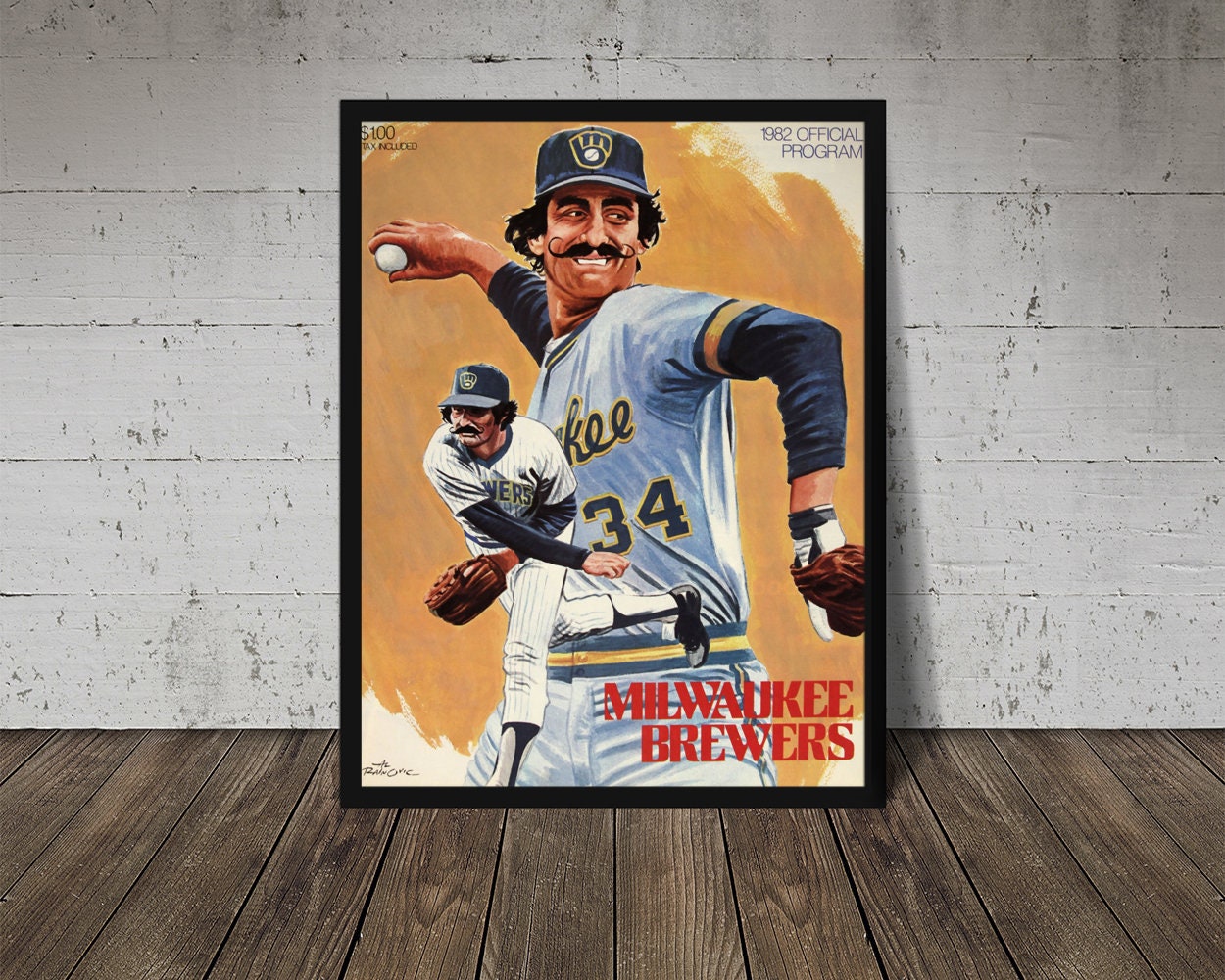 1982 MILWAUKEE BREWERS print Vintage Baseball Poster Retro | Etsy