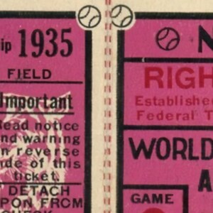 1935 DETROIT TIGERS Game Ticket Print Vintage Baseball Poster, Retro ...