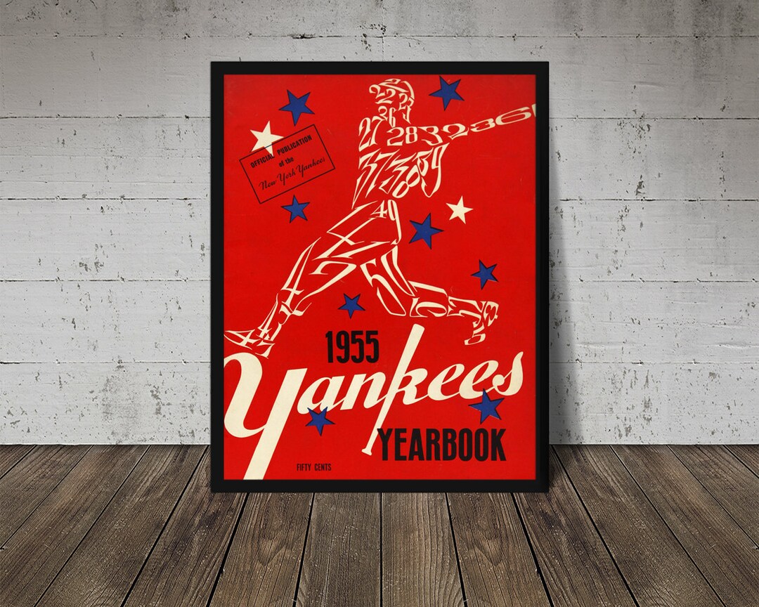 1955 NEW YORK YANKEES Print Vintage Baseball Poster, Retro Baseball ...