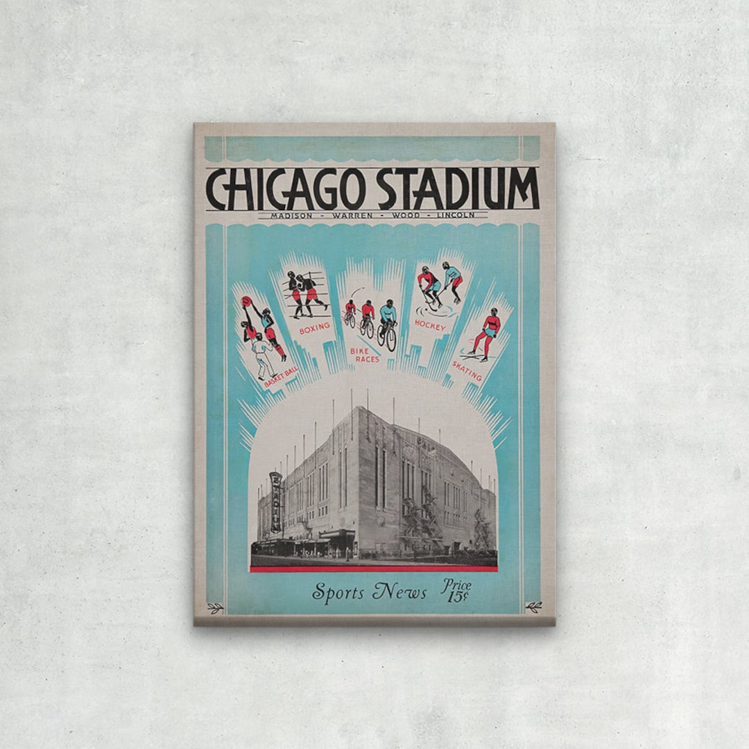 WRAPPED CANVAS 1931 CHICAGO Stadium Sports News Print Vintage Hockey ...