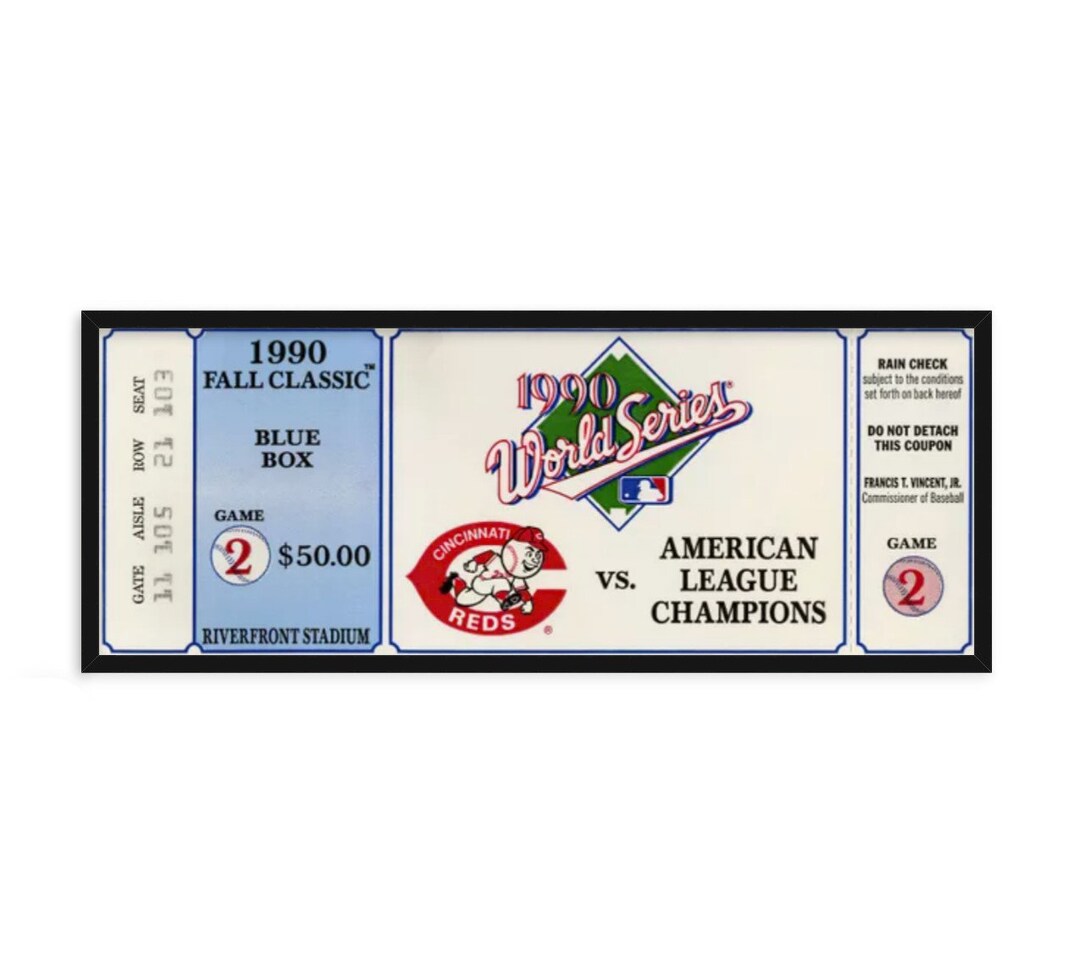 1990 CINCINNATI REDS Game 2 Ticket Print Vintage Baseball Poster, Retro ...